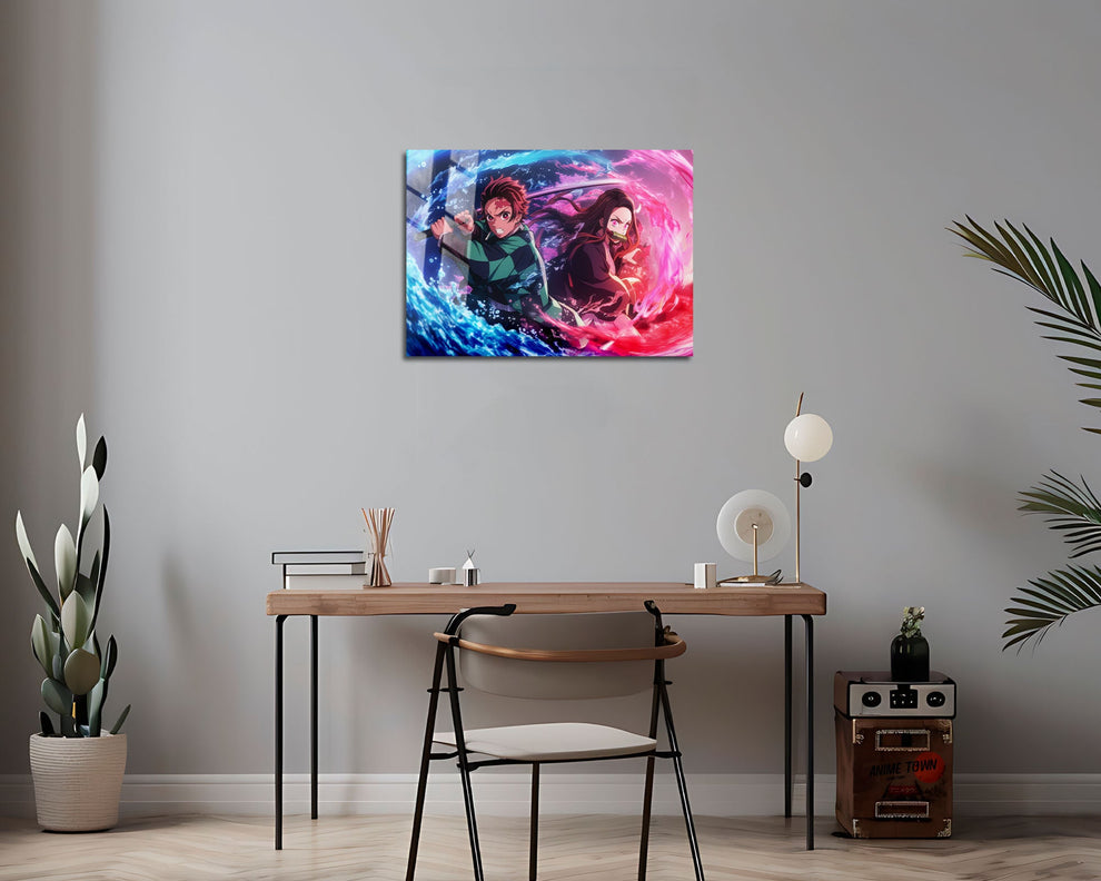 Demon Slayer Tanjiro Nezuko Flames Metal Poster Landscape Metal Poster ...