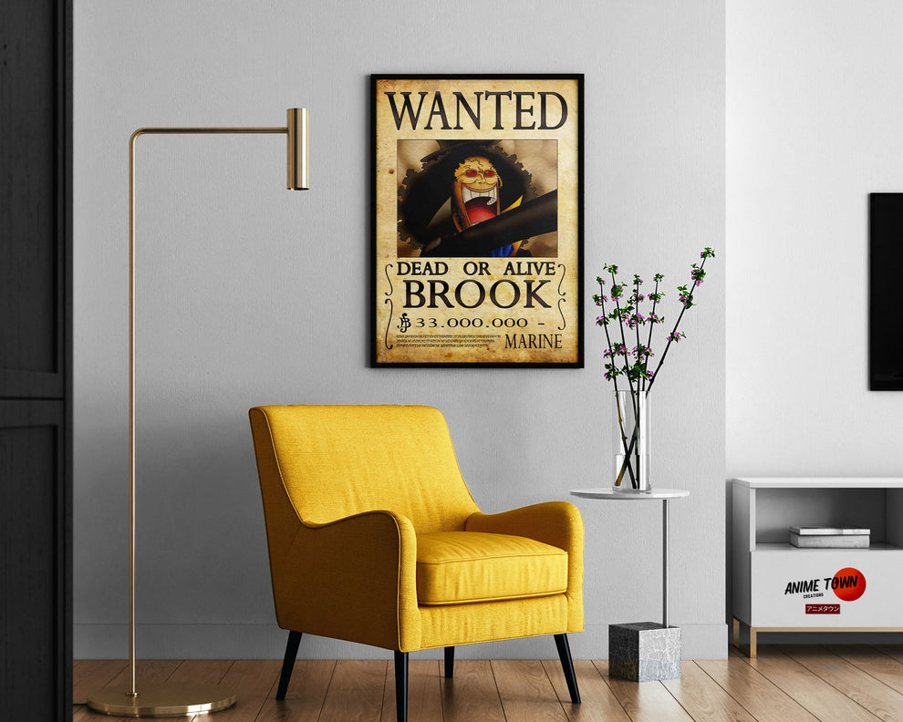 One Piece Brook Wanted Poster Poster – Anime Town Creations