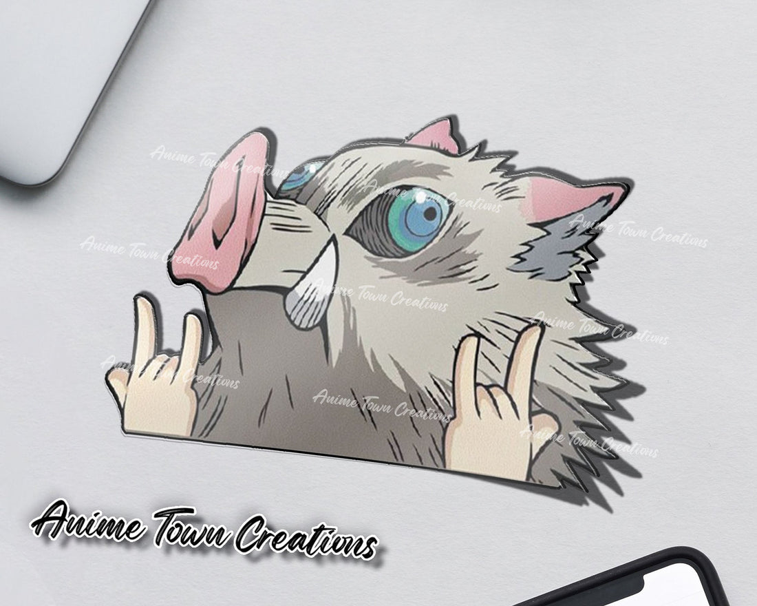 Demon Slayer Inosuke Fingers Peeker Sticker Sticker – Anime Town Creations